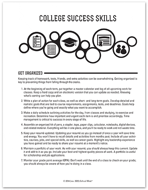 College Planners - Options & Handbook - Inserts - School Mate College ...